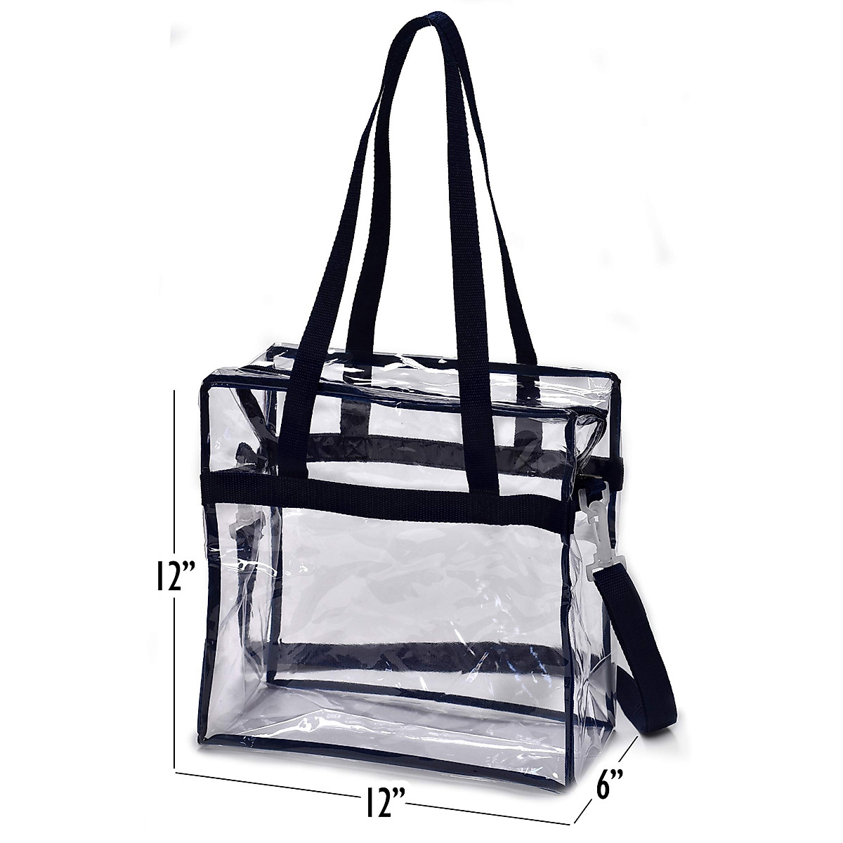 Handy Laundry Clear Tote Bag Stadium Approved - Shoulder Straps and Zippered Top. Perfect Clear Bag for Work, School, Sports Games and Concerts. Meets Stadium Tournament Guidelines. (Blue)