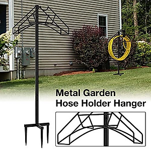 Garden Hose Metal Holder Hanger Watering Hose Support Wrought Iron Ground Plug in Water Pipe Storage Stand Rack