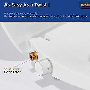 Ridgesun Bidet Toilet Seat Non-Electric Swash Ecoseat, Fits Elongated Toilets, White - Dual Nozzle System, Bidet with Easy Installation NO professional