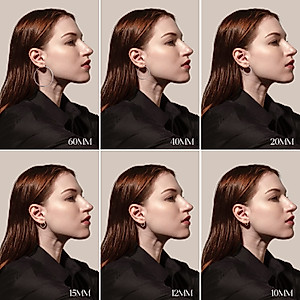 Yanxyad 6 Pairs Stainless Surgical Steel Hoop Earrings Set 316L Small Big Rounded Clasp Hoop Earrings Hypoallergenic Cartilage Tiny Click-Top Lightweight Cute Jewelry for Women Men（10 12 15 20 40 60mm）