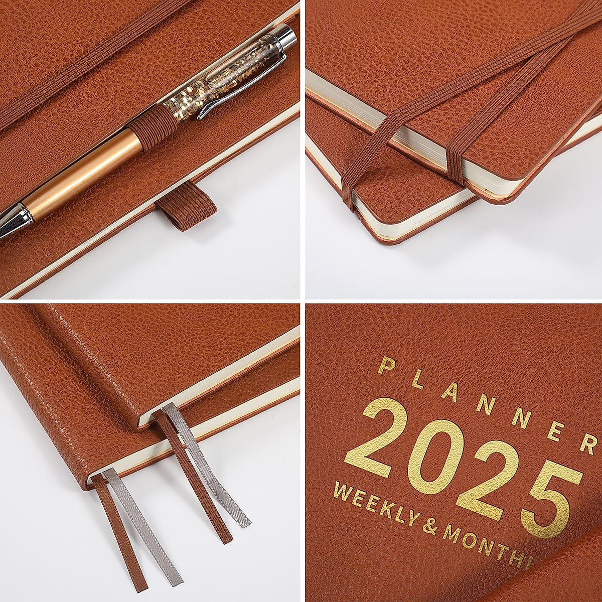 2023 Planner - Weekly & Monthly Planner 2023, 8.5" x 11", Jan 2023 - Dec 2023, Pen Holder, Calendar Stickers, Pocket, 25 Notes Pages, Faux Leather Cover, 2 Book Marks, A4 Premium Paper - Brown