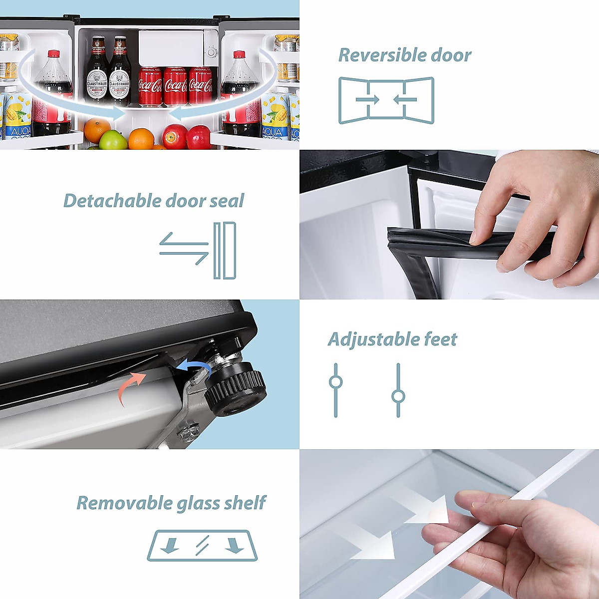 4.5 Cu.Ft Compact Fridge Mini Refrigerator with Freezer Small Refrigerator Auto Defrost,Super Quiet,6 Adjustable Mechanical Thermostat,Energy Saving,LED Inside for Room Dorm Office (Black)