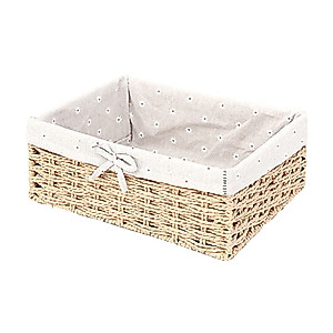 curfair Storage Box Storage Container Convenient Sundries Box Sturdy Construction Good Load Capacity Fabric Multifunction Handmade Clothes Toys Rattan Storage Basket Household Supplies-Khaki-L