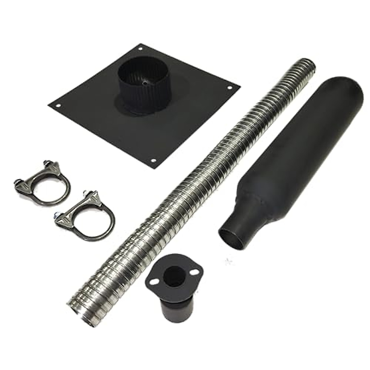 Generator Exhaust Extension Silencer Kit with Insulated Through-Wall Mounting Plate