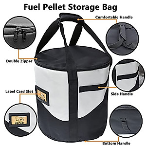 TOHONFOO 20LBs Fuel Pellet Storage Bag - Wood Pellet Container - Smoker Pellet Dispenser - Wood Pellet Storage Bucket - Anti-Shock Foam Layer Reduces Wood Pellets/Charcoal Chipping