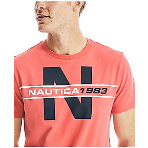 Nautica Men's Short Sleeve 100% Cotton Nautical Series Graphic Tee, Sailor Red, Small