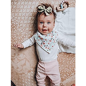 Diaper Squad 100% Organic Cotton Floral 10-Pack Baby Girl Drool Bandana Bibs Pink for Girls