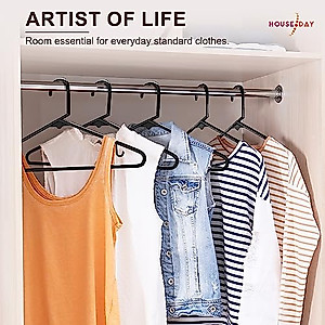 HOUSE DAY Plastic Hangers Black 60 Pack Durable & Space Saving Clothes Hangers Bulk Suit & Coat Hangers with Non-Slip Hook Closet Hangers Lightweight Hangers for Clothing, Shirts, Pants, Dresses