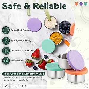 Everusely 3 x 1.7oz Leakproof Salad Dressing Container To Go, Stainless Steel Small Condiment Containers with Lids, Sauce Containers For Lunch Box, Dressing Cups with Lids, Dip Containers, Sauce Cups