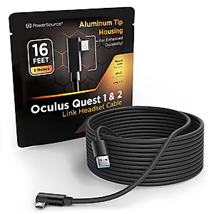 PowerSource 16ft Long Link Cable for Oculus Quest/Meta Quest 1 & 2 High Speed Data Transfer & Charging, USB 3.2 Gen 1 for Gaming Laptops & PCs, Aluminum Shell, Provides MAXIMUM Data Transfer Rates