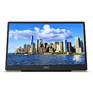 AOC 16T2 15.6" Full HD (1920 x 1080) Touch-enabled portable IPS monitor, USB-C and Micro HDMI inputs, Built-in battery, Stereo speakers, SmartCover, AutoPivot, VESA. For laptops, PC, Mac, consoles