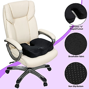 HEALTHY DREAM Office Chair Seat Cushion for Coccyx, Tailbone, Sciatica and Back Pain Relief; Orthopedic Support Memory Foam Cushion Contour Pillow; Comfortable Wheelchair and Gaming Chair Accessory