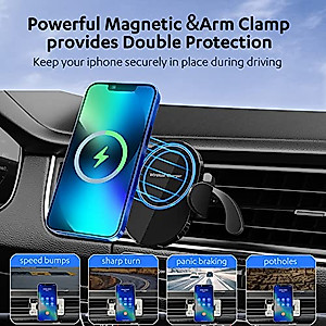Magnetic Wireless Car Charger, Compatible Magnetic car Mount Charger, Air Vent Phone Holder for iPhone 14/13/13 Pro/13 Pro Max/13 Mini/12/12 Pro/12 Pro Max/12 Mini (Black)