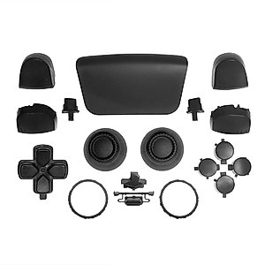 WPS Replacement Clip Shell Touch Pad Thumbsticks Dpad R1 L1 Trigger Buttons w/Accent Rings Set for PS5 Playstation Controller (Black)