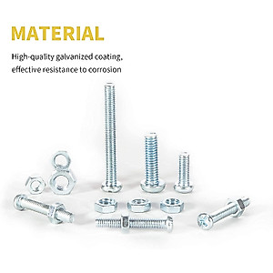 Maexxna 320pcs SAE Machine Screws, Bolts, Nuts and Washers Assortment Kit, Zinc-Planted, Round Head, Philips & Slotted, Includes 7 Most Common Sizes