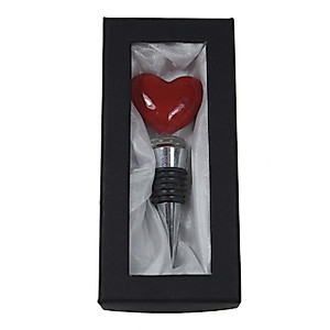 Valentine’s Day Heart Wine Stopper - Champagne/Wine Bottle Stopper, Decorative, Unique, Handmade, Eye-Catching Glass Wine Stoppers – Heart Décor, Wine Accessories Gift - Wine Corker / Sealer
