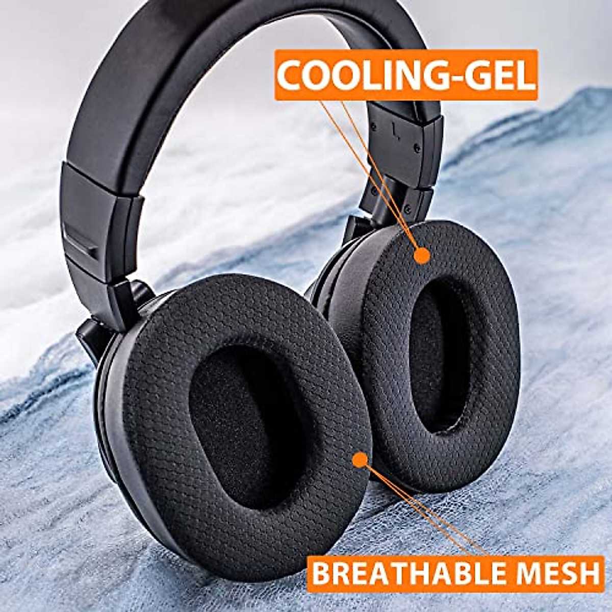 Arctis Pro Thicker Cooling Gel Earpads Compatible with Arctis Pro, Arctis 7/5/3/1, Arctis 9X, Arctis 7X, Arctis 7P, RIG 800 Series, ATH M50X, M40X, MDR-7506 V6 Headphones (Breathable Mesh)