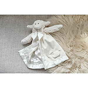 Bearington Baby Lamby Snuggler, 15 Inch White Lamb Plush Stuffed Animal Security Blanket Lovey for Babies, Baptism Gifts for Boys and Girls