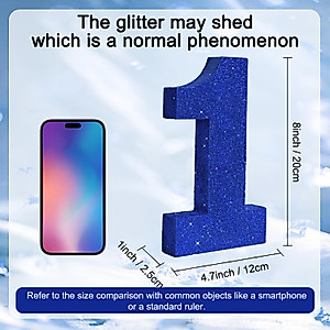 TONIFUL 8 Inch Blue Glitter Number 1 Table Centerpiece 0-9 Blue Birthday Party Decorations,Blue Digit 1 for Birthday,Chrismas,Graduation,Bridal Shower,Valentine's Day,Anniversary Party Supplies