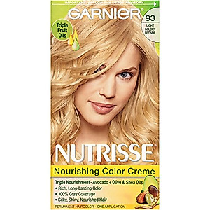 Garnier Nutrisse Nourishing Hair Color Creme, 93 Light Golden Blonde (Honey Butter) (Packaging May Vary)