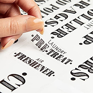 Talented Kitchen 138 Laundry Room Labels for Glass Jars and Containers, Preprinted Bold Farmhouse Stickers for Linen Closet, Bathroom and Home Office Organization, 4 Sizes