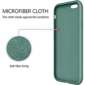 GUAGUA iPhone 6s Case iPhone 6 Case Liquid Silicone Soft Gel Rubber Slim Thin Light Microfiber Lining Cushion Texture Cover Shockproof Full Body Protection Phone Cases for iPhone 6/6S Pine Green