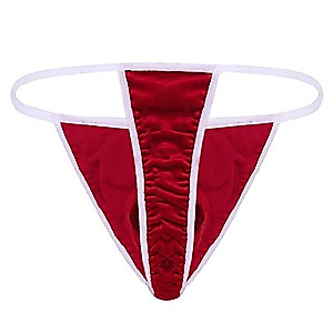 YOOJOO Men's Novelty Thongs Funny G-String Pouch Bikini Christmas Santa Hat Underwear Gag Gifts Santa Bell Large
