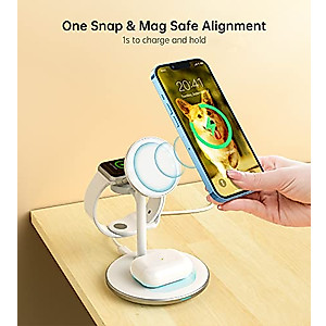 3 in 1 Wireless Charging Station for Apple Devices, Standard 15W Fast Wireless Mag-Safe Charger Stand with QC3.0 Adapter for iPhone 14 13 12 Pro Max/Plus/Pro/Mini,iWatch Ultra/8/7/SE/6/5/4/3/2,AirPods