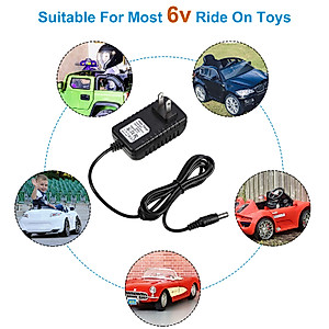 Weewooday 6V Charger for Kids Ride On Car, 6V Battery Charger for Ride on Toys with Charging Indicator Light for SUV Electric Baby Carriage Ride Toy Battery Supply Power Accessories