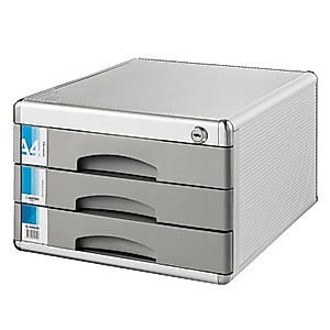 LEYT Flat File Cabinet Storage, Desktop Drawer Cabinet, 3 Drawers Aluminum Alloy Storage Drawers Desk Storage, A4 Office Box with Lock.