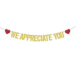 We Appreciate You Banner, Thank You Sign, Nurse/Doctor/Teacher Appreciation Banner Decorations, Thank You for All You Do Decor, Employee Appreciation Banner Decorations for Office Party Gold Glitter