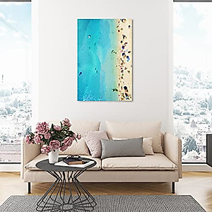 Amazon Brand – Rivet Aerial Turquoise Blue Overhead Photo of Mediterranean Beach, 30" x 45"