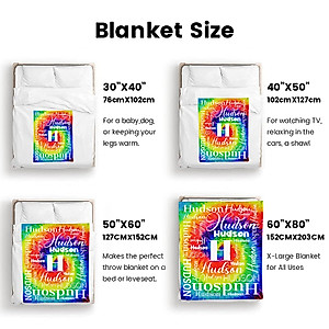 Zaaprint Colorful Tie Dye Personalized Blankets with Name Customized Baby Blankets for Girls Boys Adults Kids Day Gift(60x80 inch)