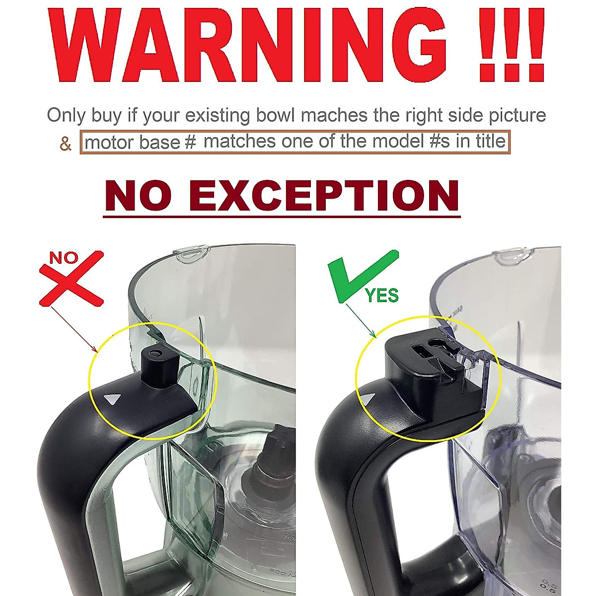 Replacement 64oz (8 Cup) Food Processor Bowl Only for Ninja Ninja BL680 BL680A BL681A BL682 BN801 BN805 BL910 Auto-iQ Duo Blender, Read