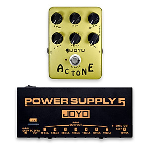 JOYO JF-13 AC Tone Amp Simulator Pedal Bundle with JP-05 Pedal Power Supply Built-in Rechargeable Battery