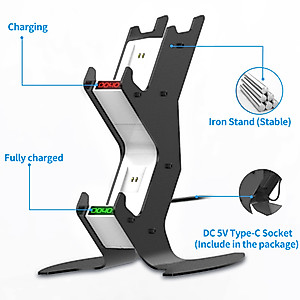 Controller Charger for Xbox Series X S - Wireless Controller Charging, Charger with 2 Pack Rechargeable Battery by DOYO(Black)
