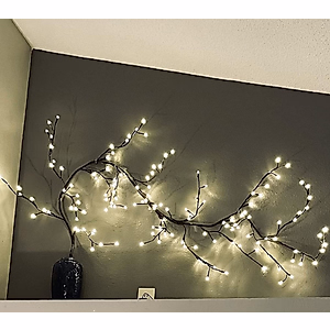 LKGOOD Vines for Room Decor with Remote Control On/Off Timmer Dim,7.5FT Artificial Plants Tree Willow Vine Lights Plug in 144 LEDs for Walls Bedroom,Living Room,Indoor Home Decoration(Brown)