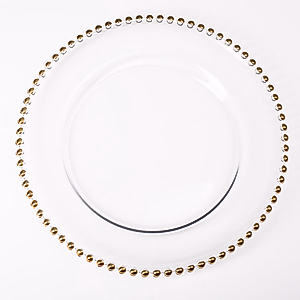 Richland Gold Beaded Glass Charger Plate 13" Set of 48