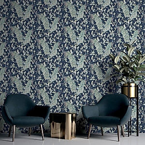 World of Wallpaper Keeka Peacock Wallpaper Navy 946100