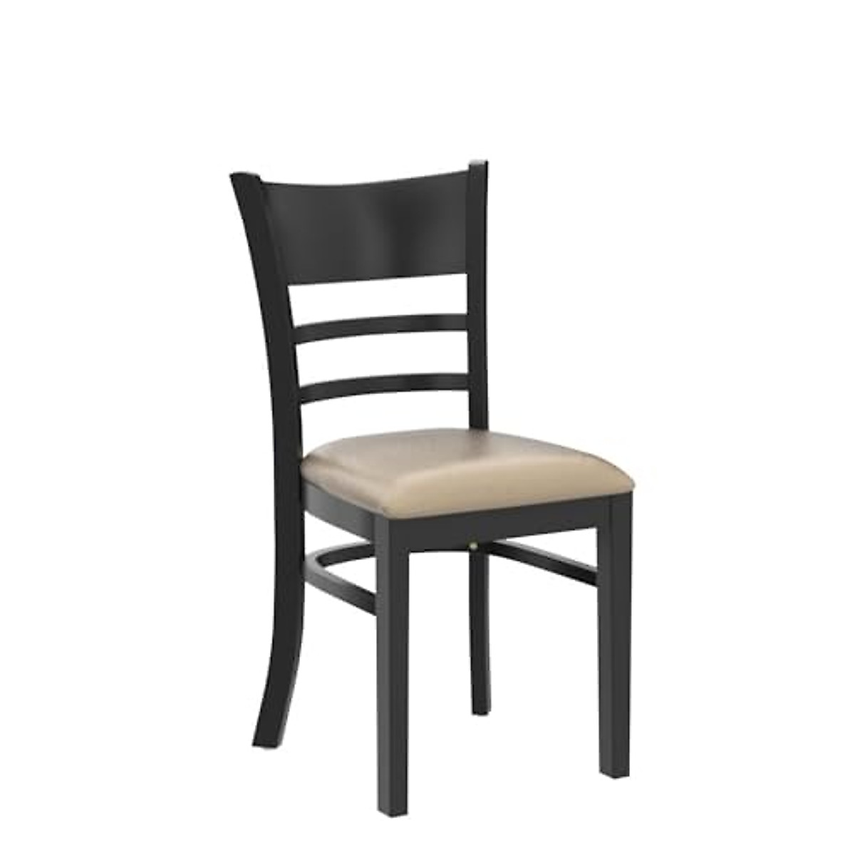 Livinia Cabin Dining Chair Set of 2, Solid Malaysian Oak PU Leather Upholstered Cushion Seat Wooden Ladder Back Side Chairs (Black) Assembly Required