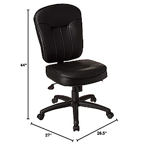 Boss Office Products Leather Adjustable Task Chair Without Arms, Black, B563
