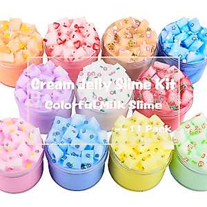11 Pack Butter Slime Kit, Cream Jelly Cube Slime, Milk Pudding Slime, Q Bomb Slime Party Favors for Kids, Soft and Non-Sticky, Stress Relief Toys for Girls Boys, Scented DIY Cute Stuff
