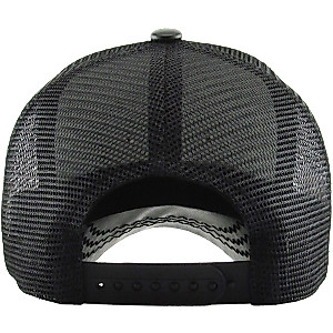 KBVT-DR001 BLK (GLD) Dominican Republic Gold Badge Wolf Rooster Tuna Trucker Cap Adjustable Snapback Hat