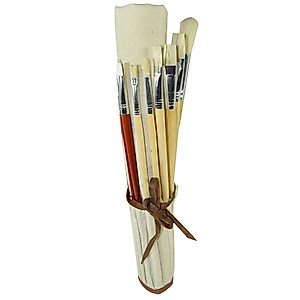 Hide & Drink, Artist Paint Brush Canvas Roll-Up with Leather Lining Storage Wrap / 24 Slots / Workshop Art Study Handmade : Manta