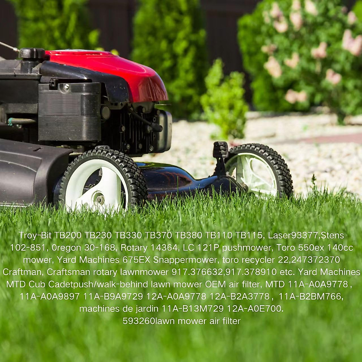 New 593260 Air Filter Fits 798452 798339 5432 5432k 550ex 675exi 725exi Series Engines Model, Lawn Mower Air Filter Parts Fits Troy Bilt TB110 TB200 TB230 Lawnmower (3-Pack)