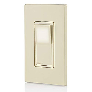 Leviton L5613-2T 15 Amp, 120/277 Volt, Decora LED Illuminated Rocker 3-Way AC Quiet Switch, Residential Grade, Grounding, Light Almond