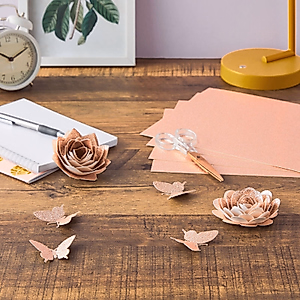 Bright Creations 24 Sheets Rose Gold Glitter Cardstock Paper 8.5 x 11 for Scrapbooking, DIY Projects, Arts and Crafts (280gsm)