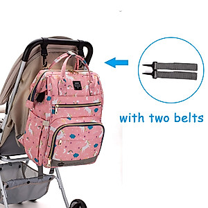 LEQUEEN Diaper Bag Backpack, Unicorn Multifunction Travel Back Pack Maternity Baby Changing Bags (Pink)