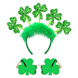 St. Patrick's Day Shamrock Headband St. Patrick's Day Costume Accessories and Green Shamrock Sunglasses St Patricks Day Irish Party Supplies Favors
