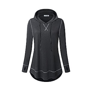 AxByCzD Workout Shirts for Women Loose Fit,Functional Gym Active Performance Tops Casual Lightweight Comfortable Clothes Morning Jogging Pilates Running Cycling Hoodies Black Large